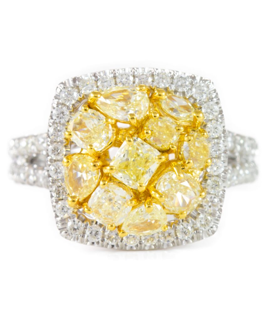 Miriams Jewelry 2.41cttw Natural Canary Yellow Cluster Ring - Miriams ...
